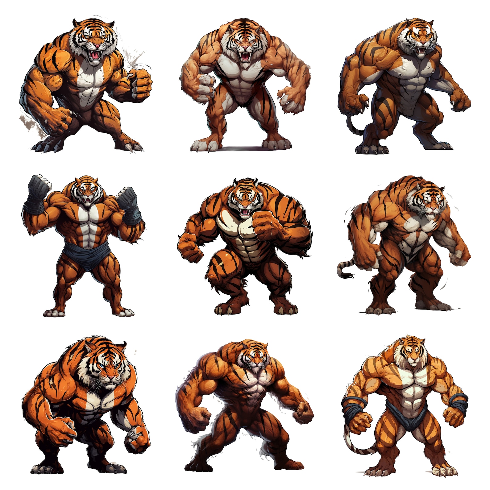 Muscle Tigers Clipart, Animation PNG, Digital Files on Transparent ...