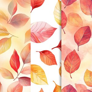 Autumn Leaves Digital Paper Bundle, Fall Leaf Backgrounds for ...