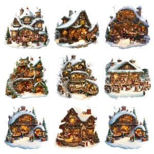 30 Santa's Workshop Clipart, Christmas Clipart, PNG Individual Images ...