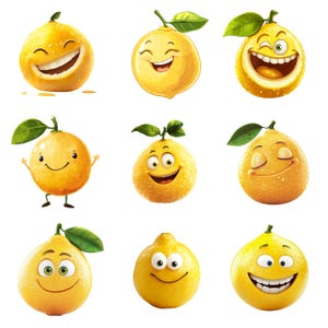33 Funny Lemons Clipart, PNG Individual Images on Transparent ...