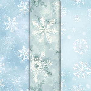 Snowflake Digital Paper, 18 Frosty Blue Winter Backgrounds, Vintage Ice ...