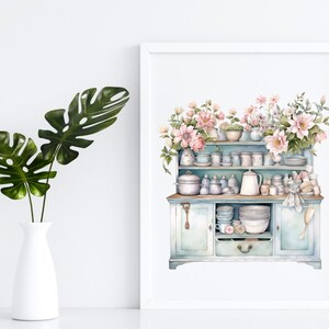 Watercolor Floral Kitchen Clipart, PNG Digital Files on a Transparent ...