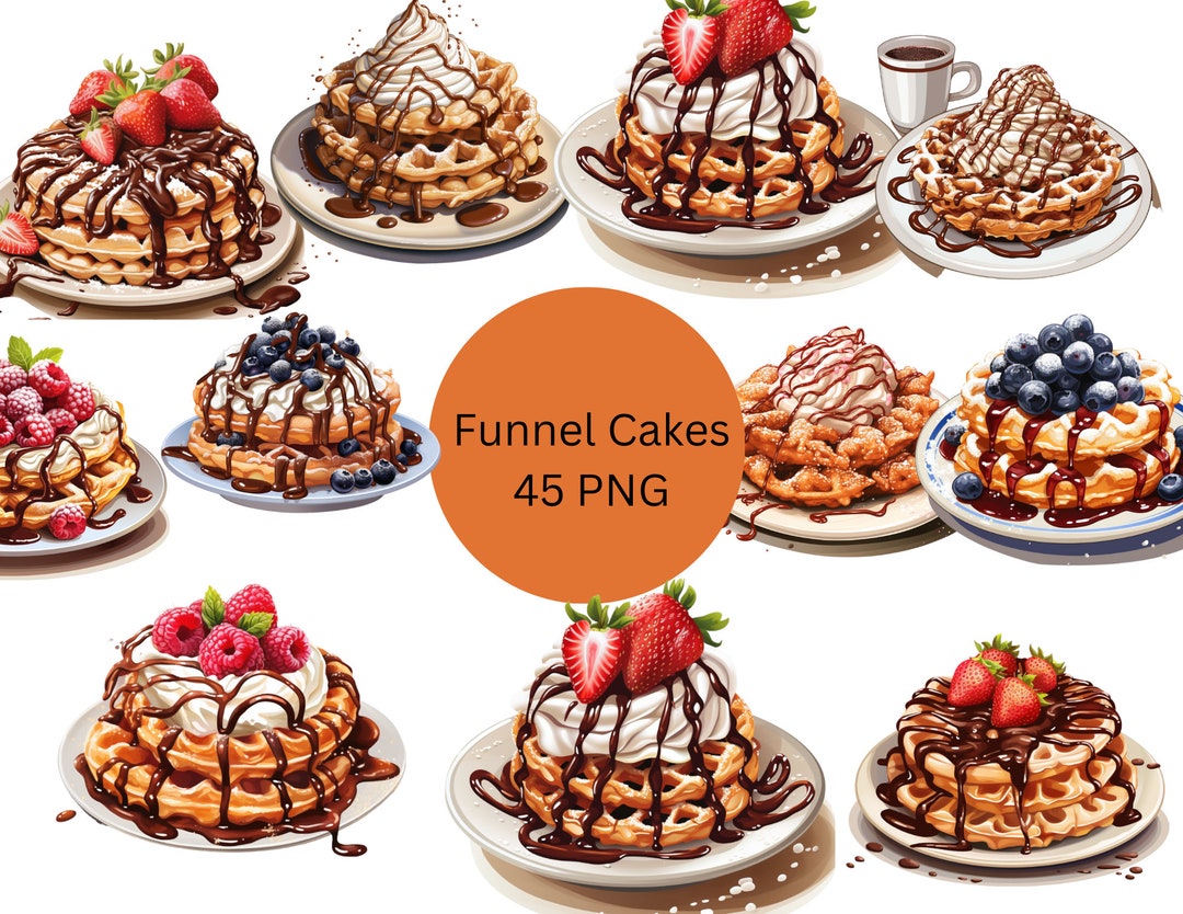 Funnel Cakes Clipart, Sweet Dessert PNG, Digital Files on Transparent ...