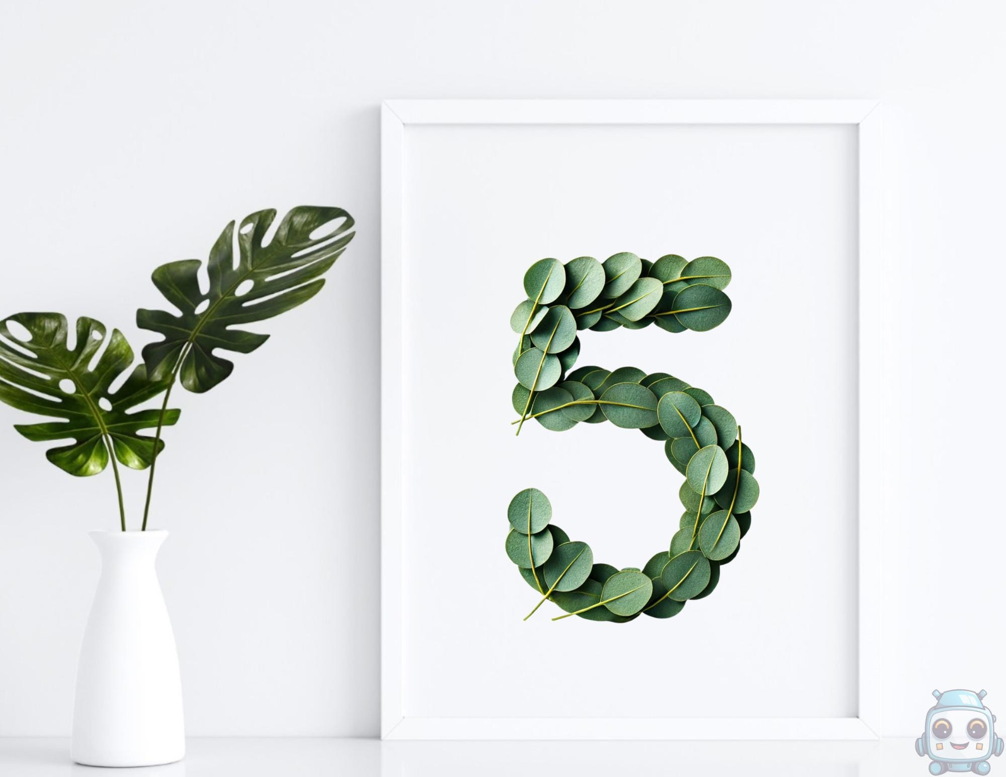 Eucalyptus Leaf Numbers Clipart Set - Botanical Numbers 0-9 - Greenery ...