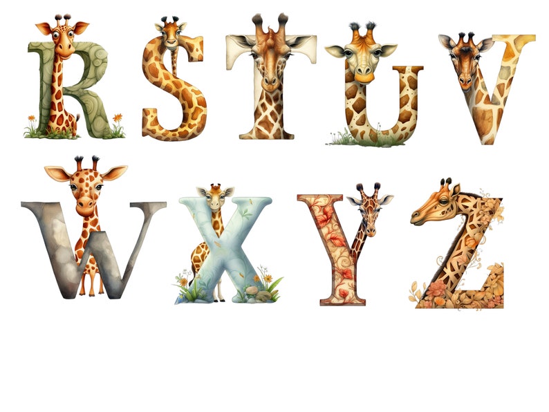 Giraffe Alphabet Clipart, Transparent Background, High Quality, Clipart ...