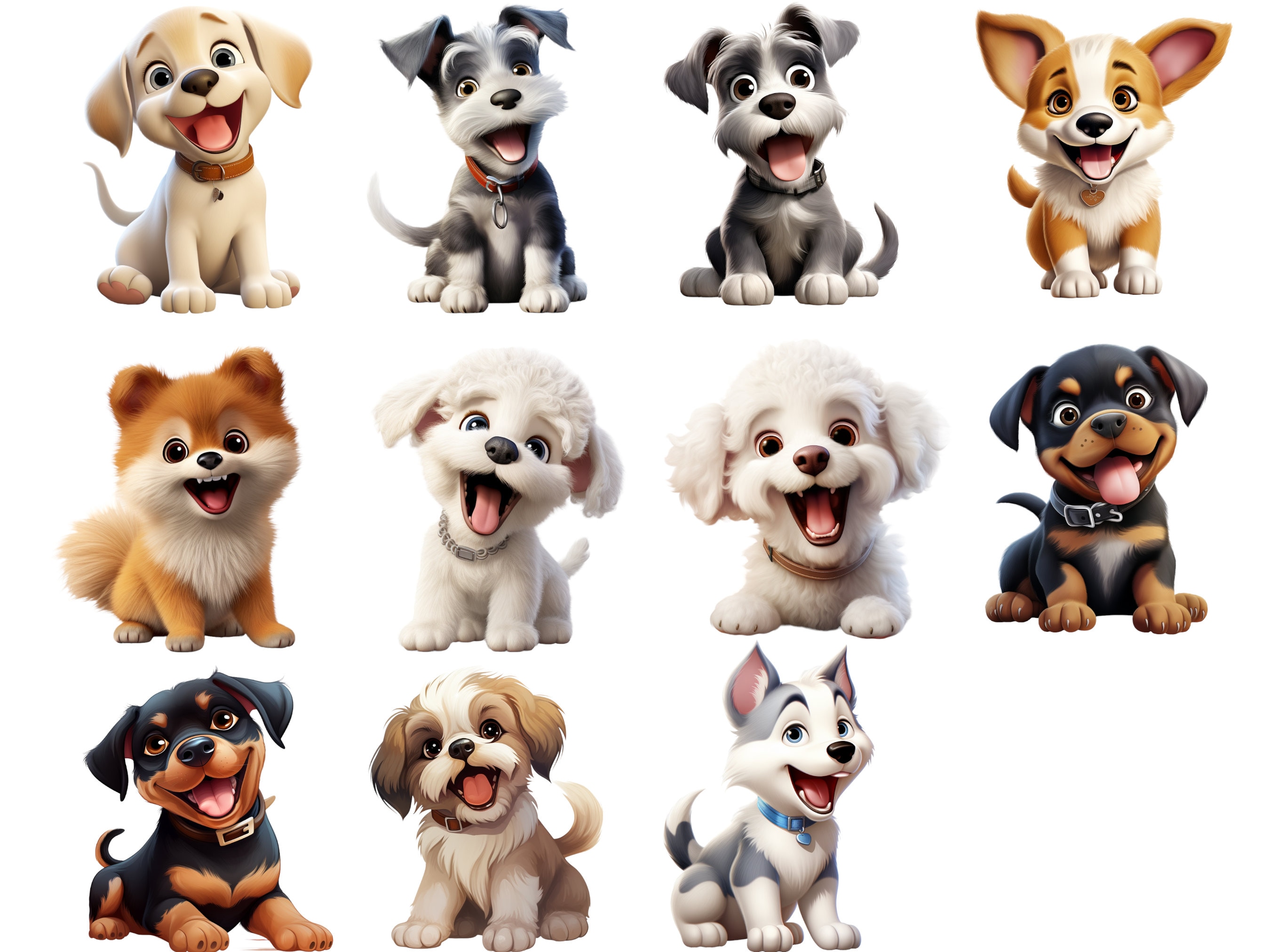 Puppies Clipart Bundle PNG Digital Files on Transparent - Etsy