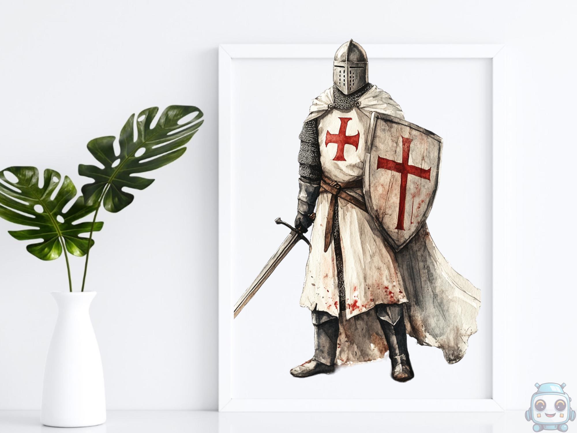 37 Knight Templars Watercolor Clipart, Medieval Clipart, PNG Individual ...