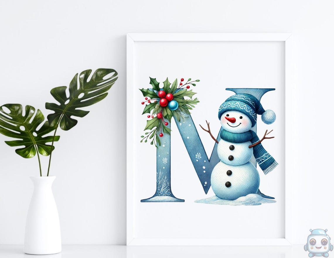 Happy Snowman Alphabet Clipart, Winter Alphabet Clipart, PNG Individual ...
