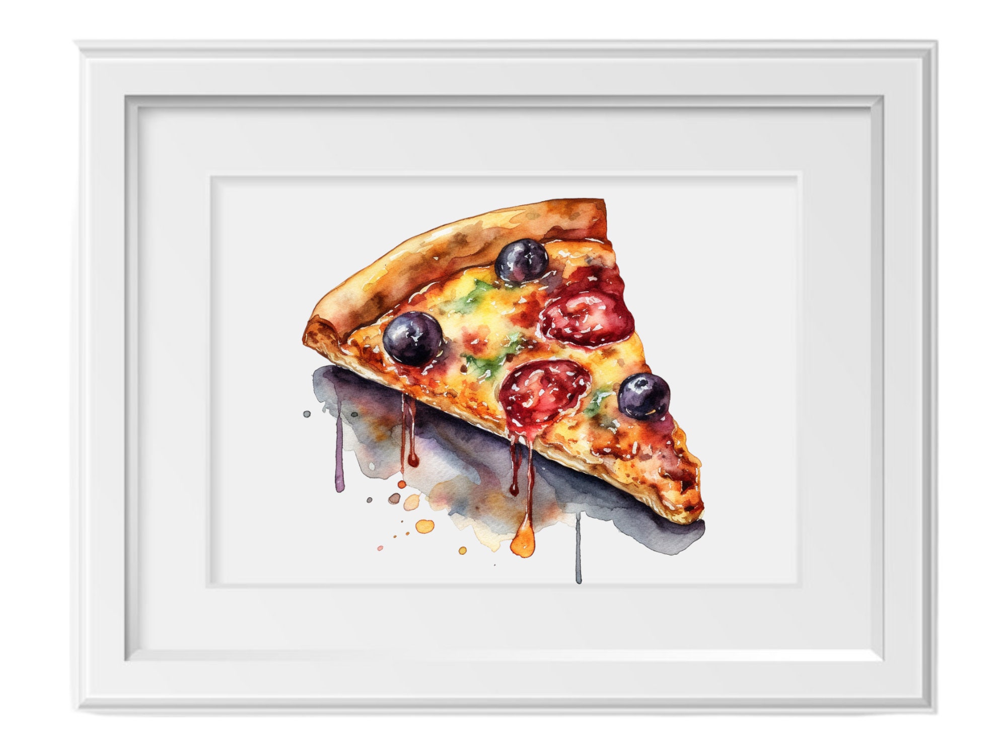 Watercolor Pizza Slices Clipart PNG Digital Images High - Etsy