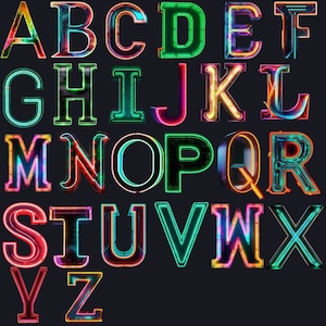 Neon Alphabet Png, PNG Digital Files on Transparent Background ...