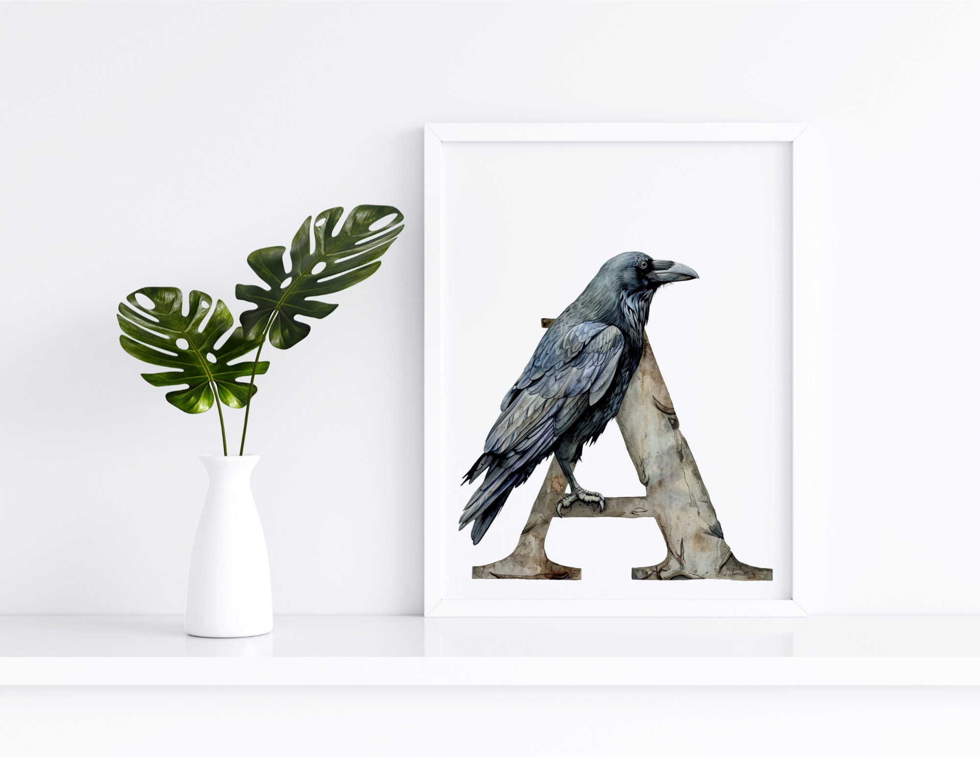 Watercolor Crow Alphabet , Crow Letters, PNG Images, Download for ...