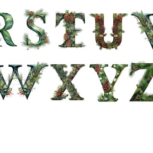 Christmas Pine Tree Alphabet, Letters Png, Alphabet Png, Instant ...