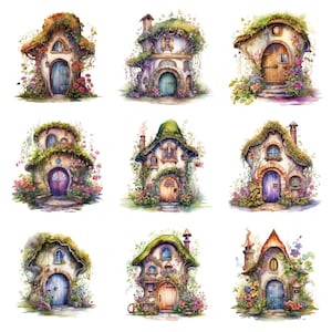 32 Fairy Houses Watercolor Clipart, PNG Individual Images on ...