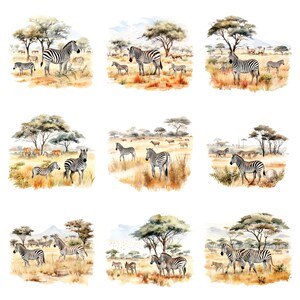 23 African Savannas Watercolor Clipart, Africa Clipart, PNG Individual ...