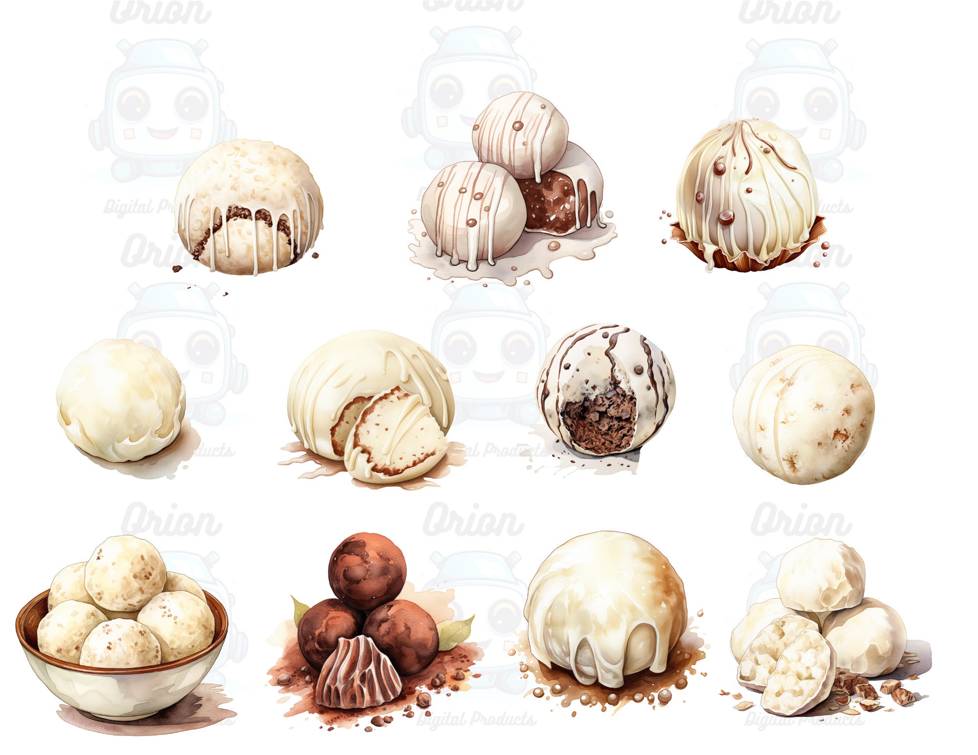 Truffles Watercolor Clipart Belgian Truffes Clipart - Etsy