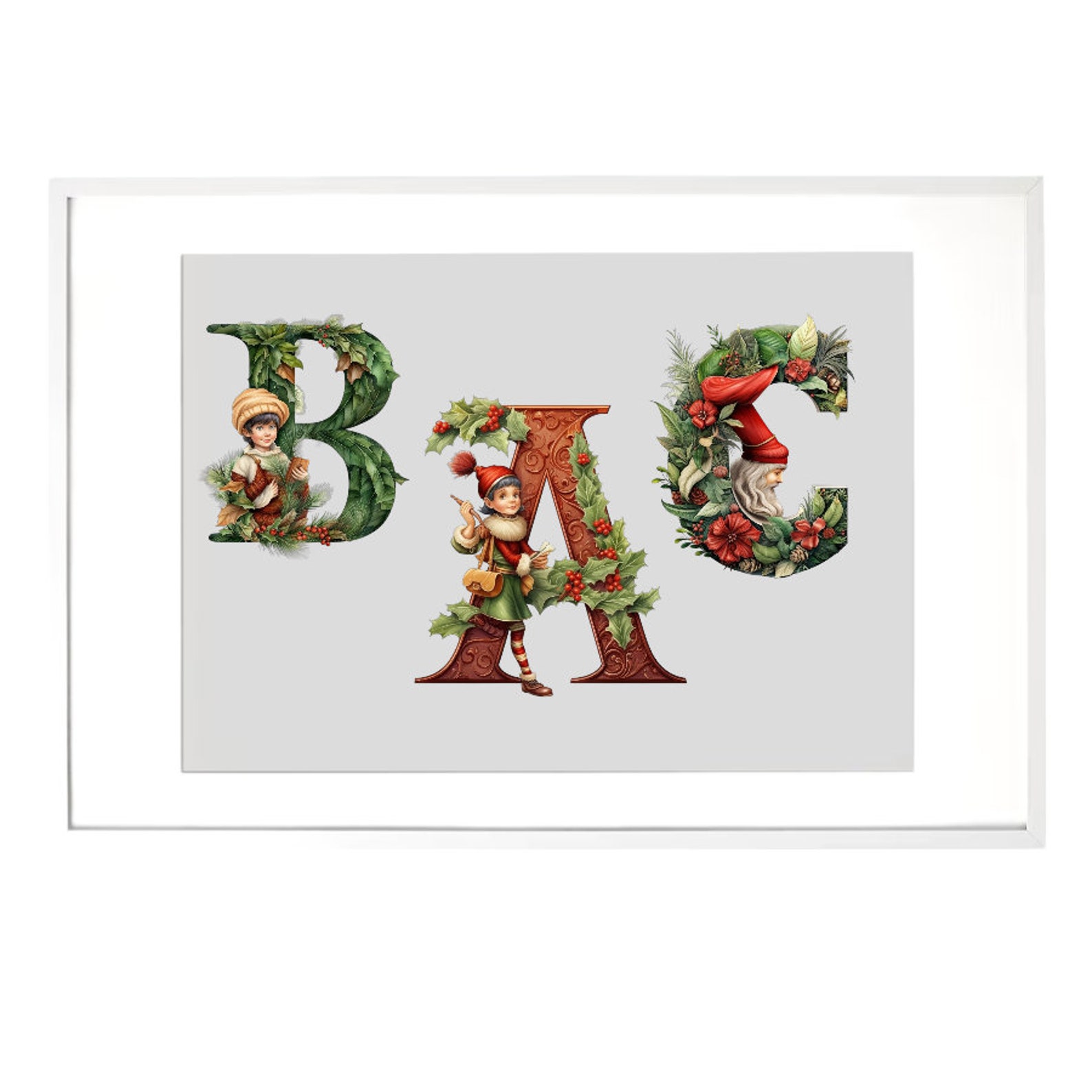 Elf Christmas Alphabet Clipart Alphabet Transparent - Etsy