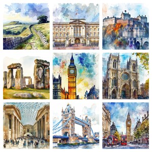Watercolor United Kingdom Clipart, PNG Individual Images on Transparent ...