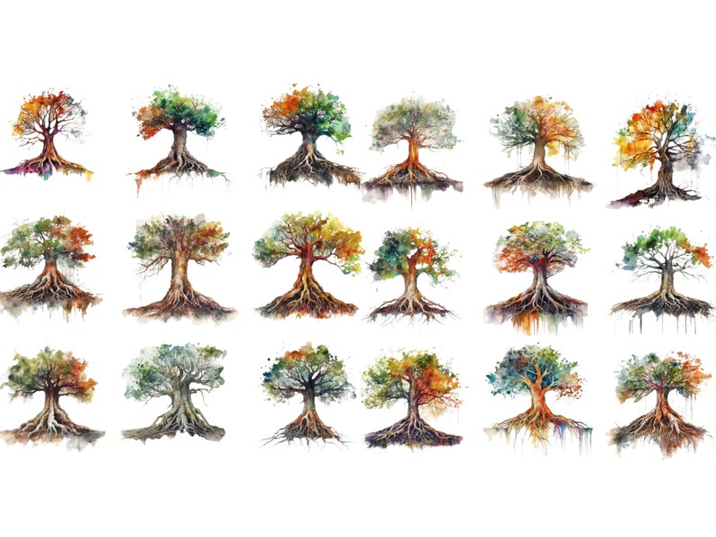 Tree Roots Watercolour 18 PNG Images Instant Download - Etsy