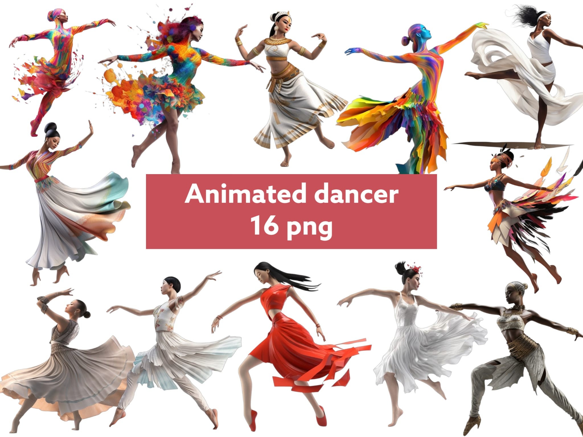 Dancer Animated Clipart, PNG Digital Files on a Transparent Background ...