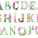 Pink and Green Alphabet Watercolor, Transparent Background, High ...