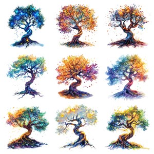 28 Mythical Trees Watercolor Clipart, Nature Clipart, PNG Individual ...