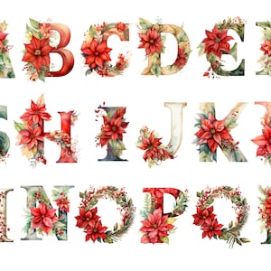 Christmas Flower Alphabet, Poinsettia Letters Png, Alphabet Png ...