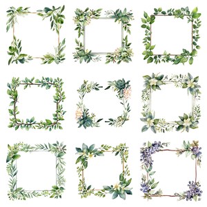 Watercolor Bush Frames Clipart, PNG Digital Files on Transparent ...