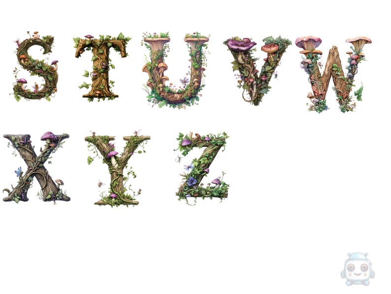 Fairy Forest Alphabet Clipart - Enchanted Nature Letters PNG With ...