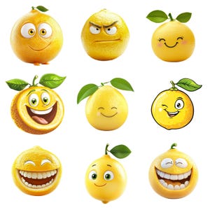 33 Funny Lemons Clipart, PNG Individual Images on Transparent ...