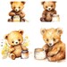 31 Adorable Bear Cub With Honey Watercolor Clipart, Bear Clipart, PNG ...
