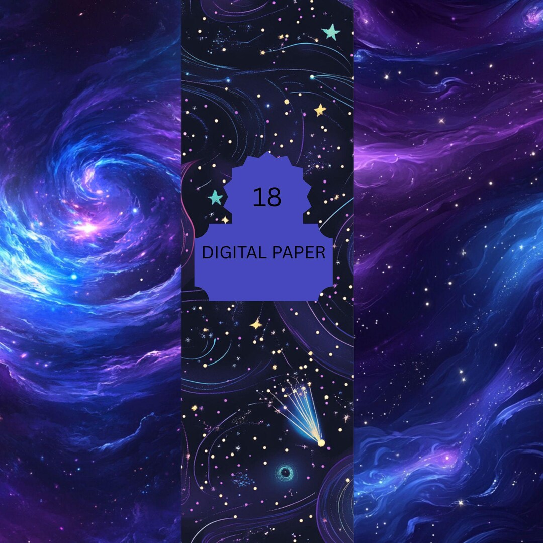 Galaxy Digital Paper – 18 Cosmic Backgrounds With Stars, Nebulas and ...