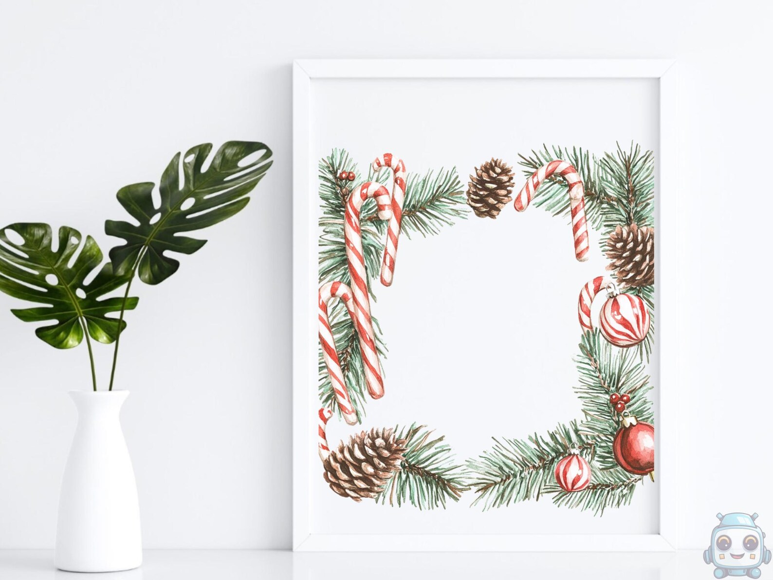 26 Candy Cane Frames Watercolor Clipart, Christmas Clipart, PNG ...