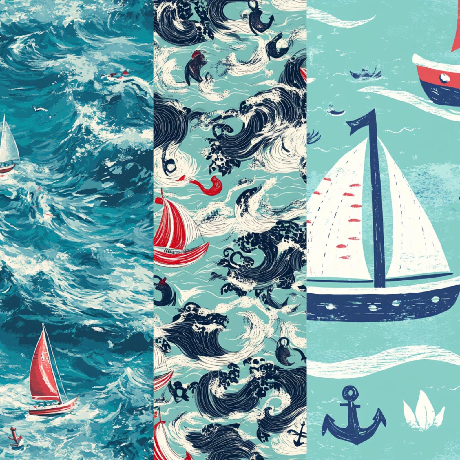 Nautical Digital Paper Pack – 18 Sea and Sailboat Backgrounds for Boys ...