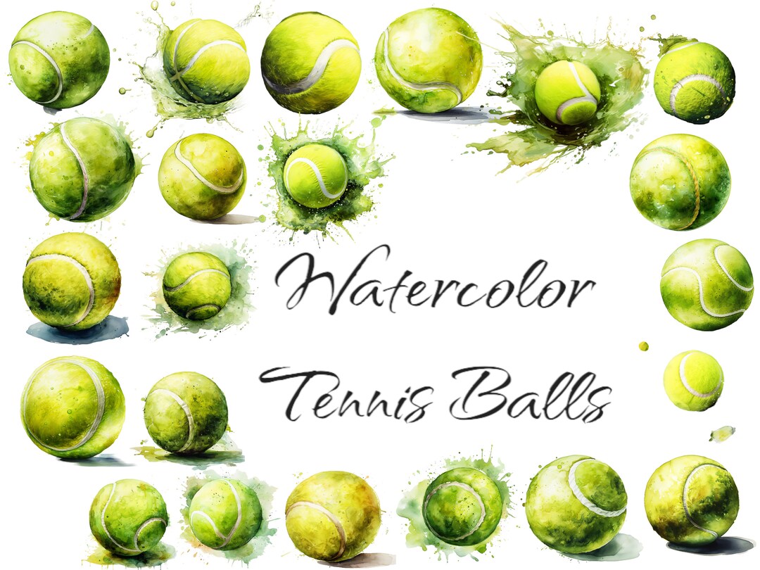 Watercolor Tennis Balls Clipart, PNG Digital Files on Transparent ...