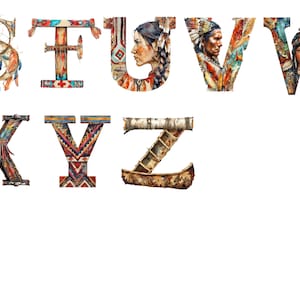 Watercolor Native American Indian Alphabet Clipart, PNG Individual ...