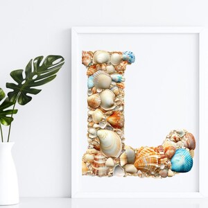 Seashell Alphabet Watercolor Clipart, Alphabet Clipart, PNG Individual ...