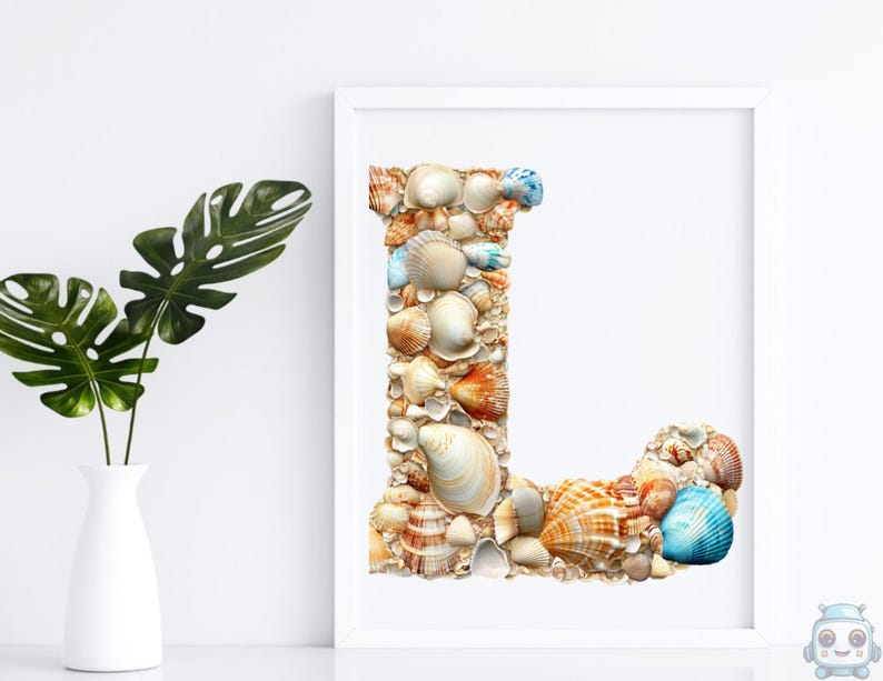 Seashell Alphabet Watercolor Clipart, Alphabet Clipart, PNG Individual ...