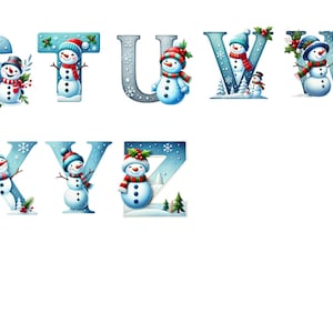 Happy Snowman Alphabet Clipart, Winter Alphabet Clipart, PNG Individual ...