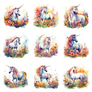 28 Magical Unicorn Watercolor Clipart, Unicorn Clipart, PNG Individual ...