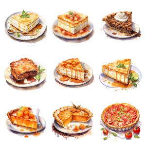 Watercolor Pies Clipart, PNG Individual Images on Transparent ...