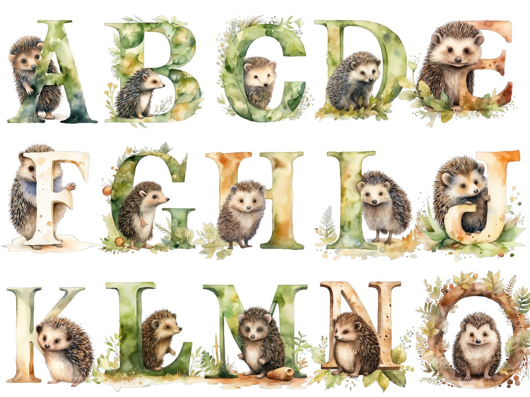 Hedgehog Alphabet Clipart ,letters, Hedgehog, Transparent Background ...