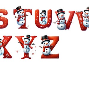 Winter Snowman Alphabet Clipart, Christmas Clipart, PNG Individual ...