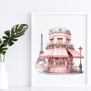 43 Watercolor Cafe in Paris Clipart, Paris, Cafe, PNG Individual Images ...