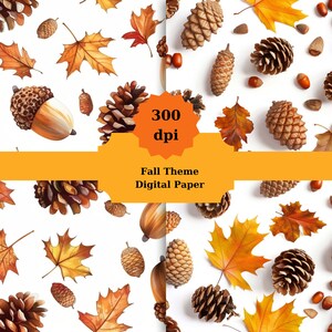 Fall Theme Digital Paper, Digital Paper Pack, Printable Scrapbook ...