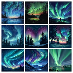 Northern Lights Clipart, PNG Individual Images on Transparent ...