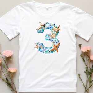 Watercolor Starfish Numbers Clipart, Transparent Background, High ...