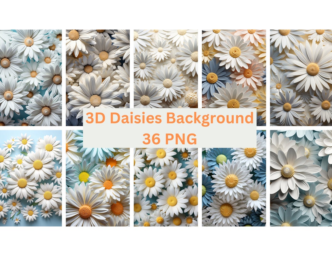 3D Daisies Digital Paper, Wedding Digital Paper, Scrapbook Paper ...