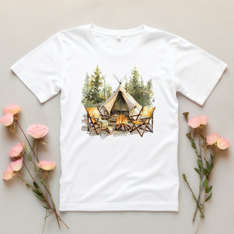 Watercolor Camping Tents Clip Art Graphics in PNG for Commercial Use ...