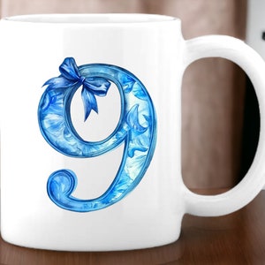 Watercolor Blue Bow Numbers, Bow Numbers, Instant Download for ...