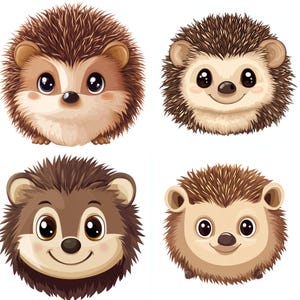 Cute Hedgehog Clipart Bundle – Woodland Animal PNG Set, Baby Forest ...